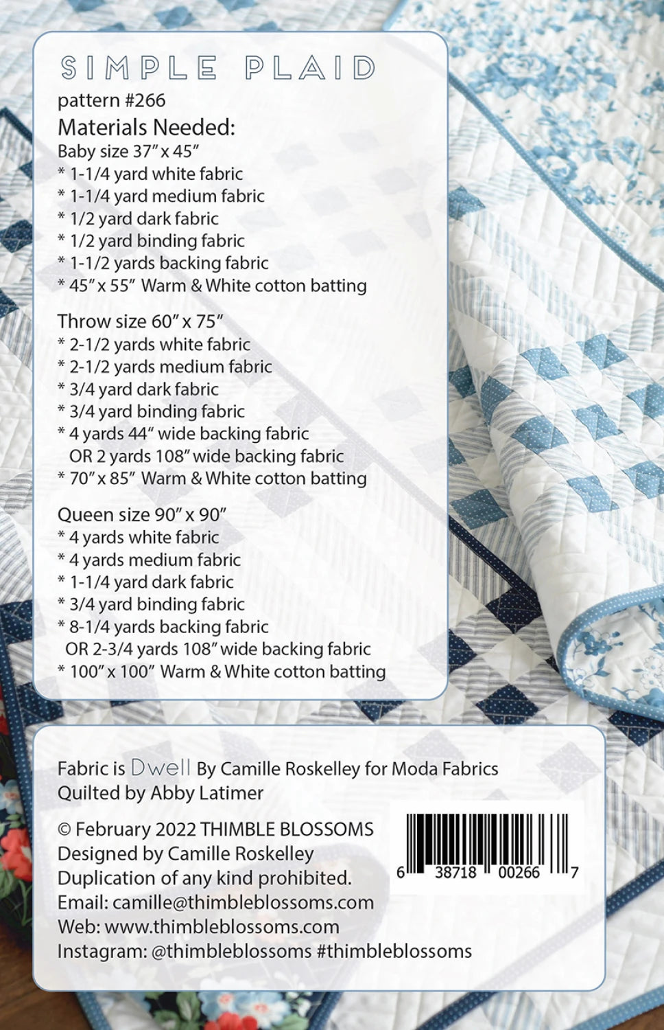 SIMPLE PLAID Quilt Pattern by Camille Roskelley for Thimble Blossoms M ...