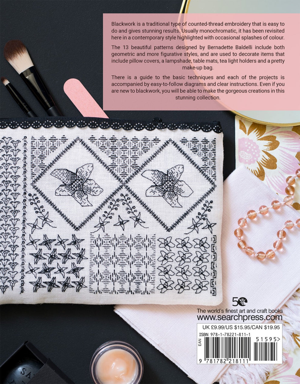 Blackwork Embroidery Stitches, Techniques and 13 Modern Projects by Be ...
