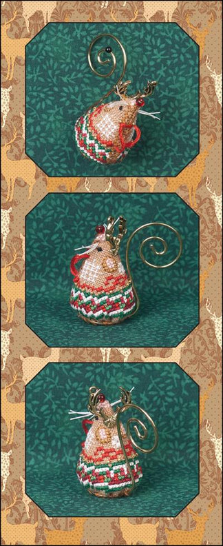 Gingerbread Reindeer Mouse Ornament Cross Stitch Embroidery Kit from J ...